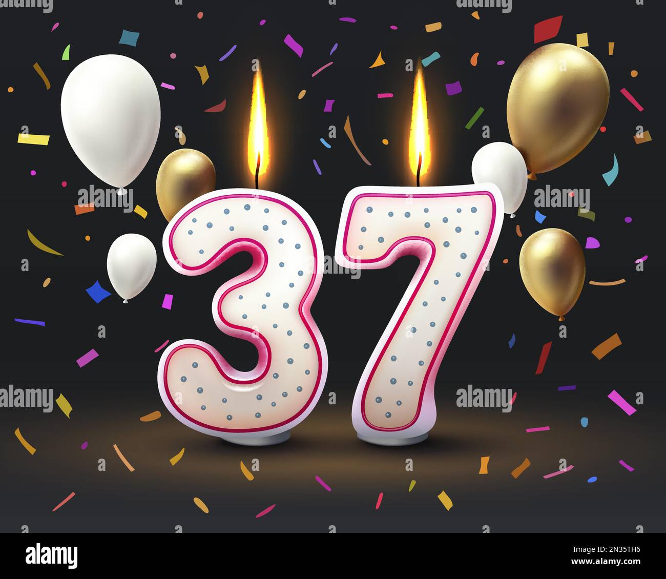 Happy Birthday years. 37 anniversary of the birthday, Candle in the ...