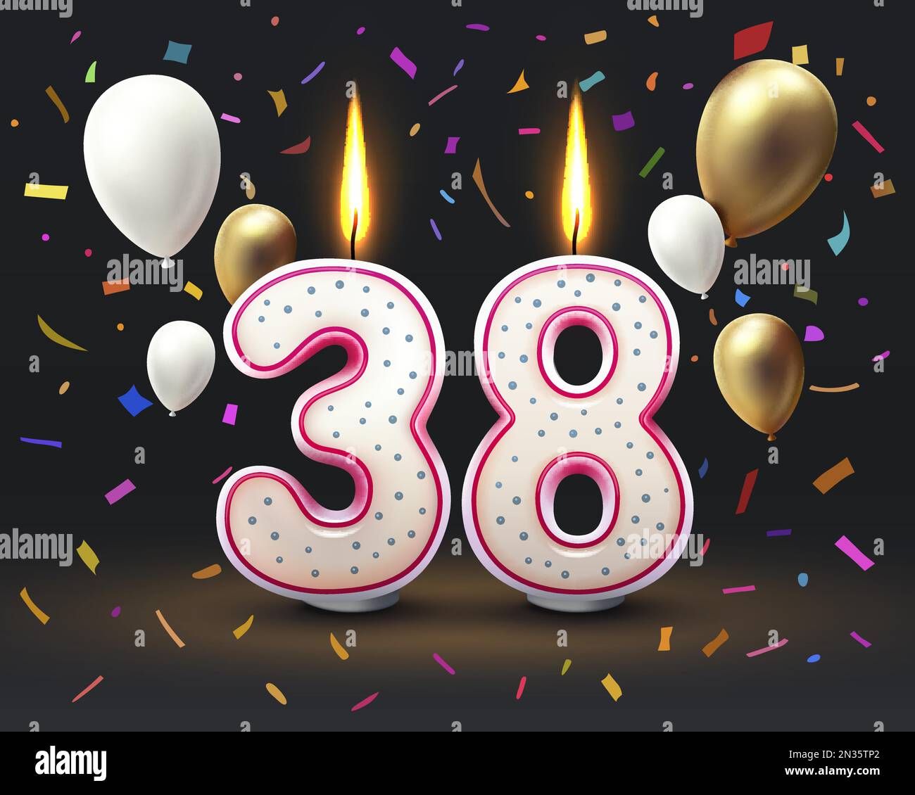 Happy Birthday years. 38 anniversary of the birthday, Candle in the ...