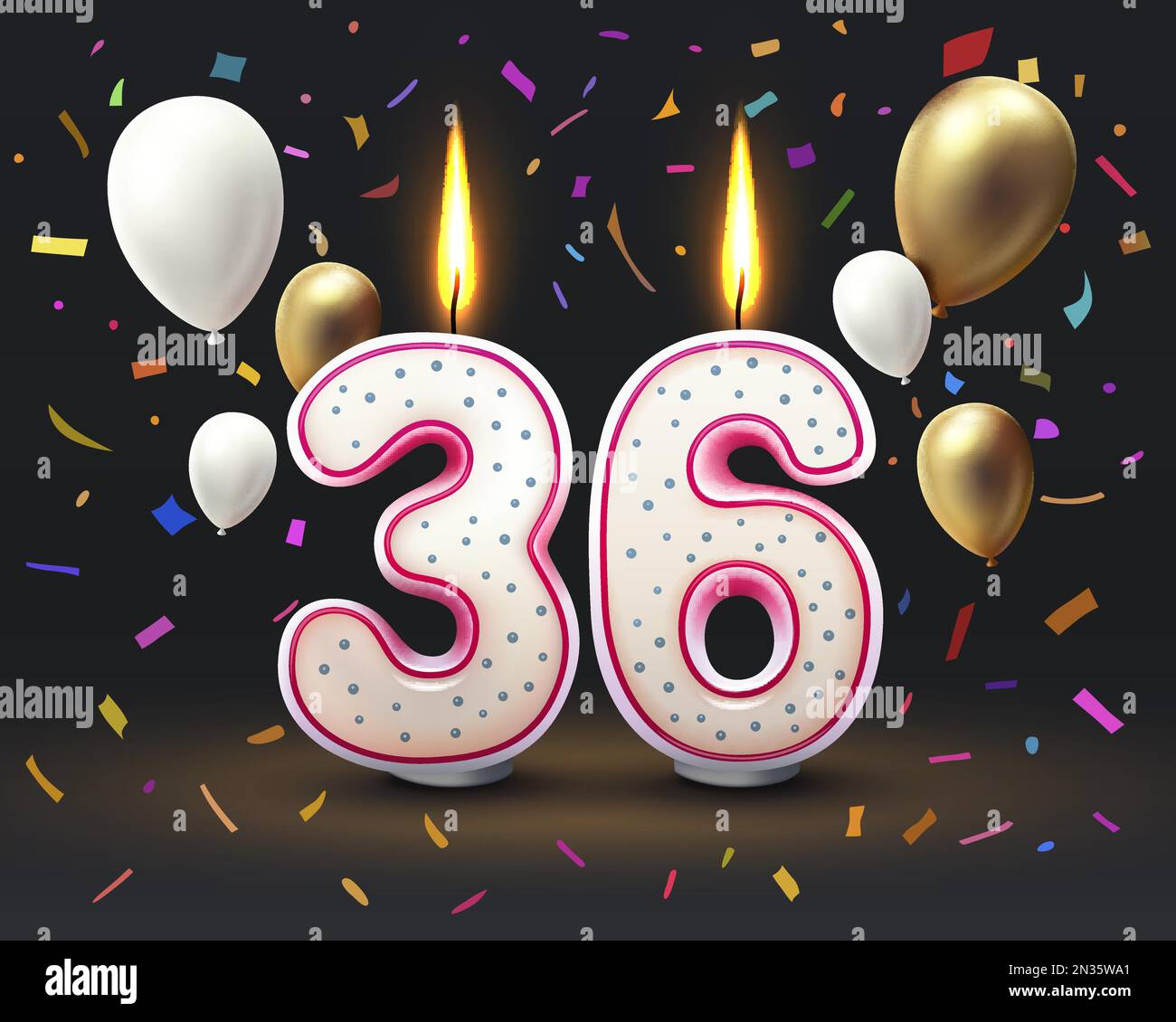 Happy Birthday years. 36 anniversary of the birthday, Candle in the ...