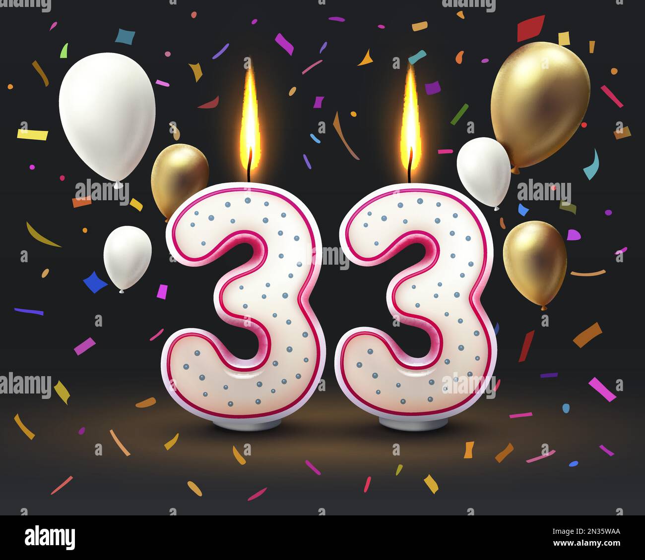 Happy Birthday years. 33 anniversary of the birthday, Candle in the ...