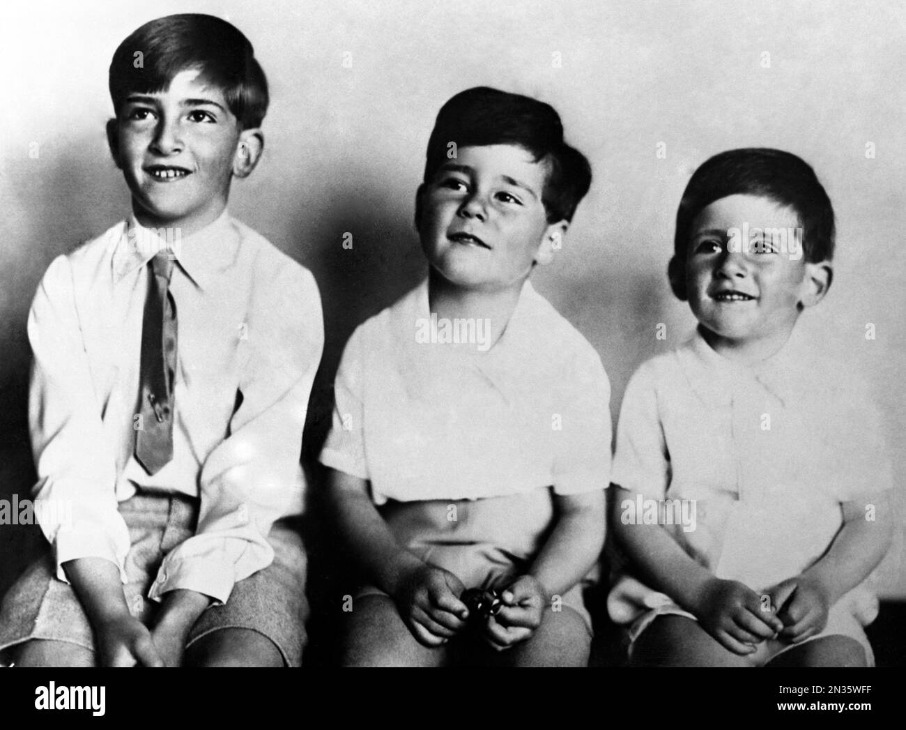 Portrait of the young King Peter of Yugoslavia, left, and his brothers ...