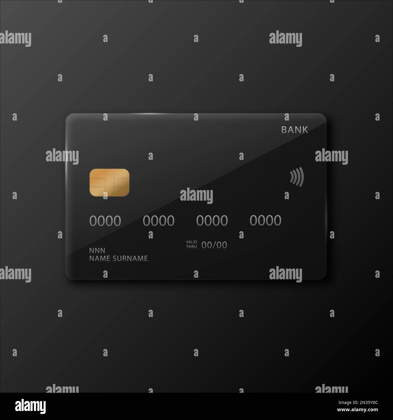 Credit card layout on a black background. Realistic bank card ...