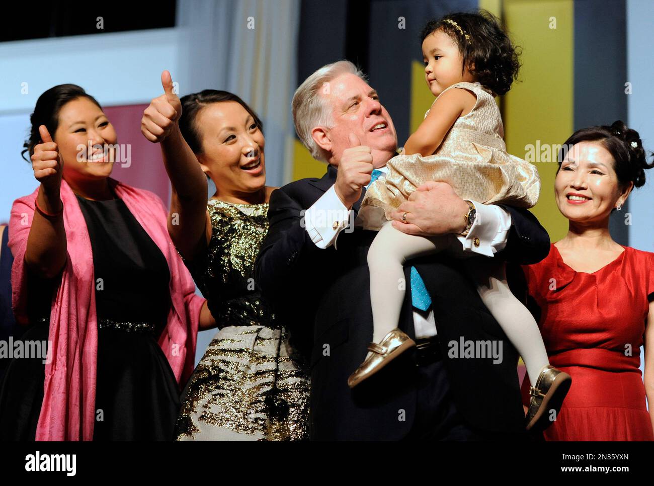 Maryland Gov. Larry Hogan, center, smiles with his daughter Jaymie ...