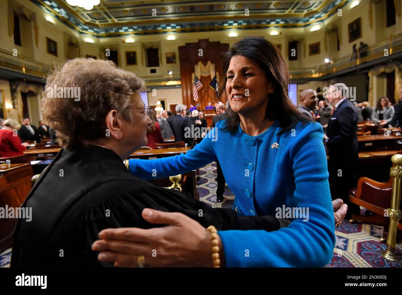 South Carolina Gov. Nikki Haley, right, hugs Chief Justice Jean Toal ...
