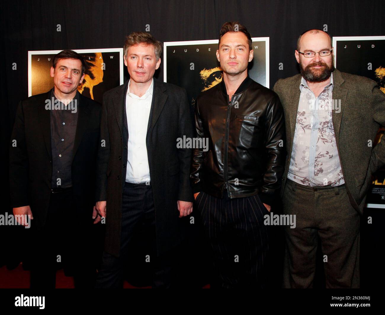 Charles Steel, from left, Kevin Macdonald, Jude Law and Dennis Kelly ...