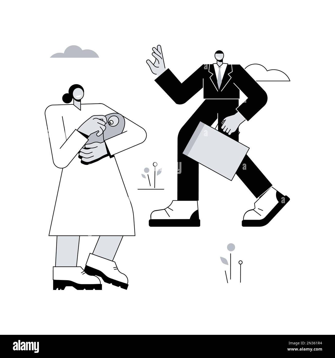 Unmarried parents abstract concept vector illustration. Unmarried ...