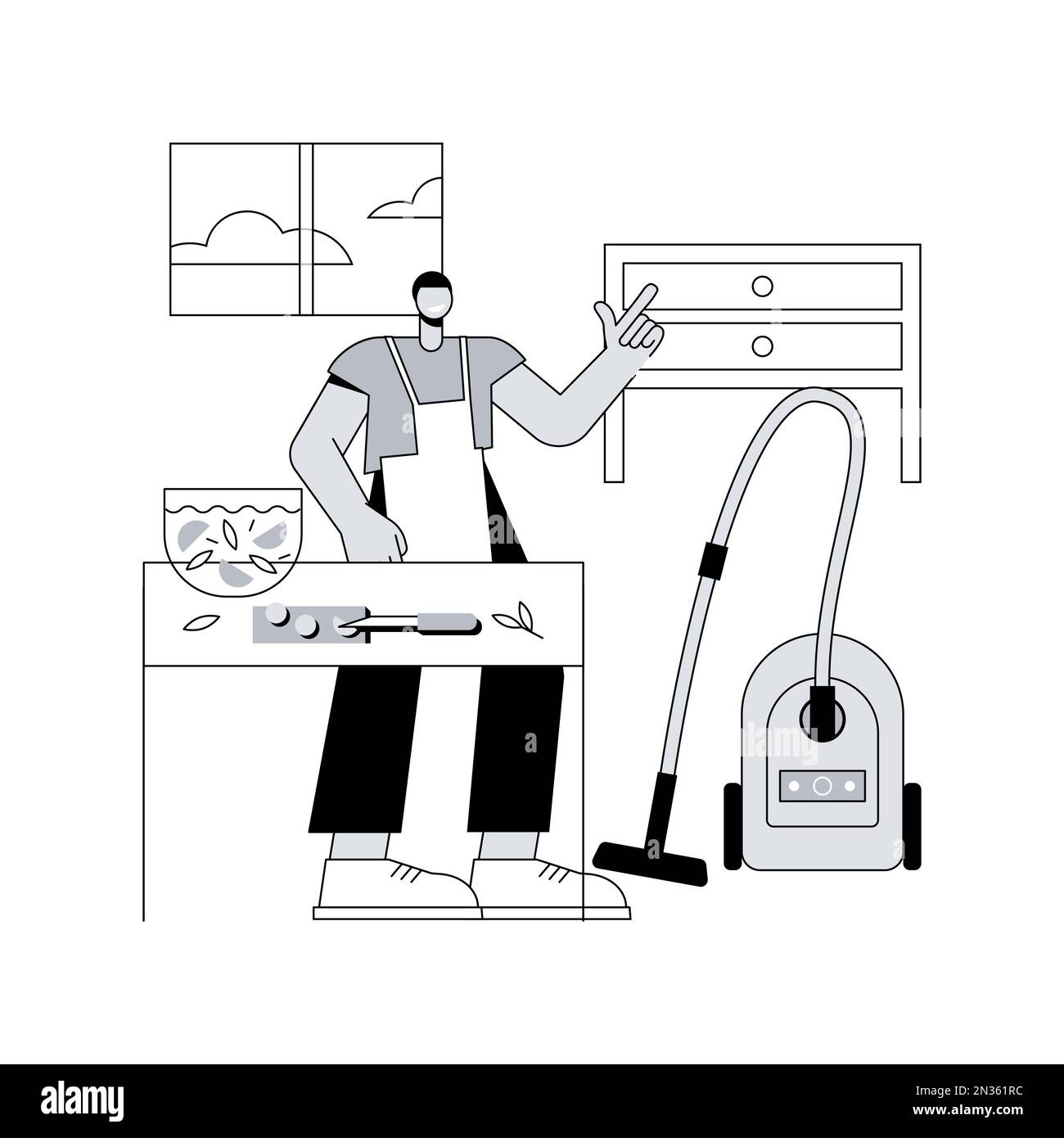 Dads and housework abstract concept vector illustration. Dad doing ...