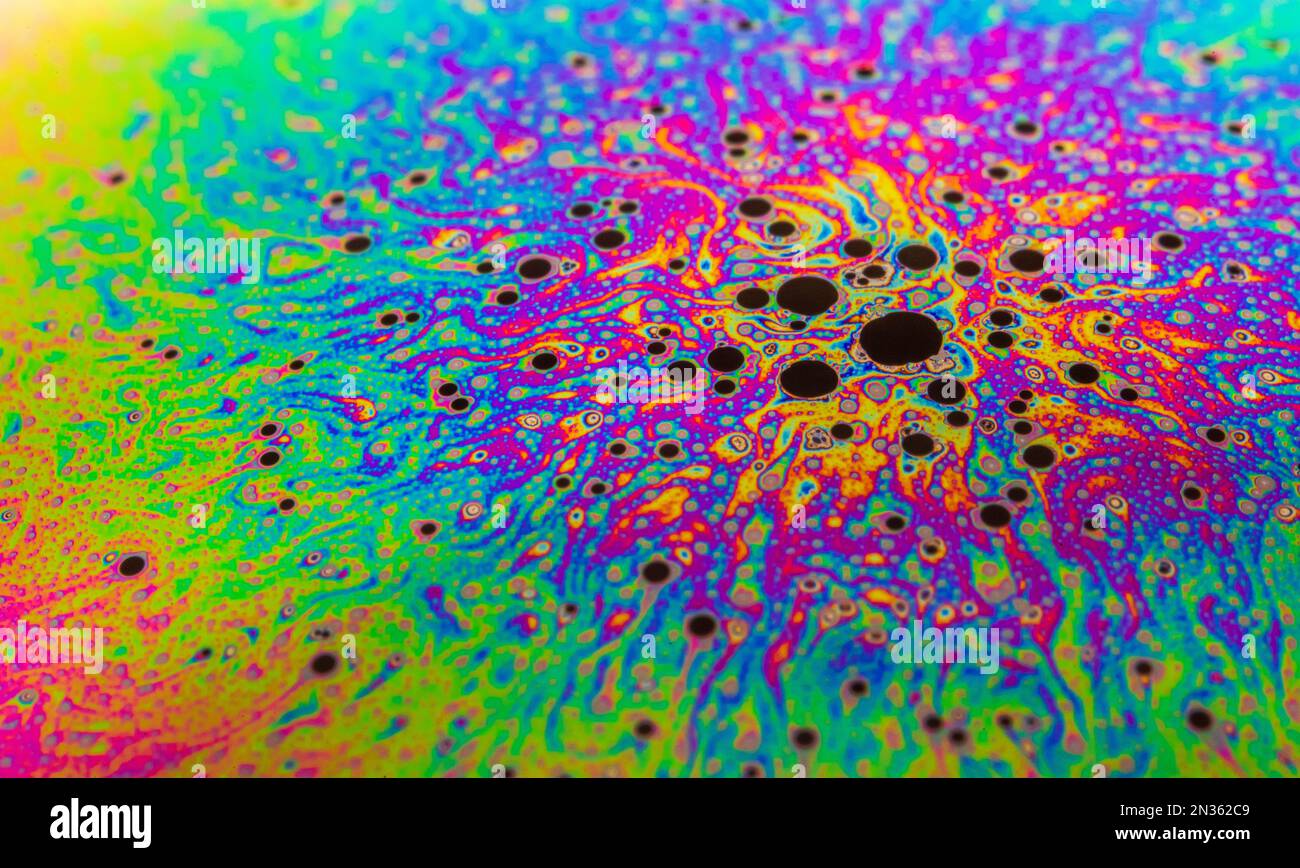 Multicolor psychedelic colors in a soap bubble Stock Photo - Alamy