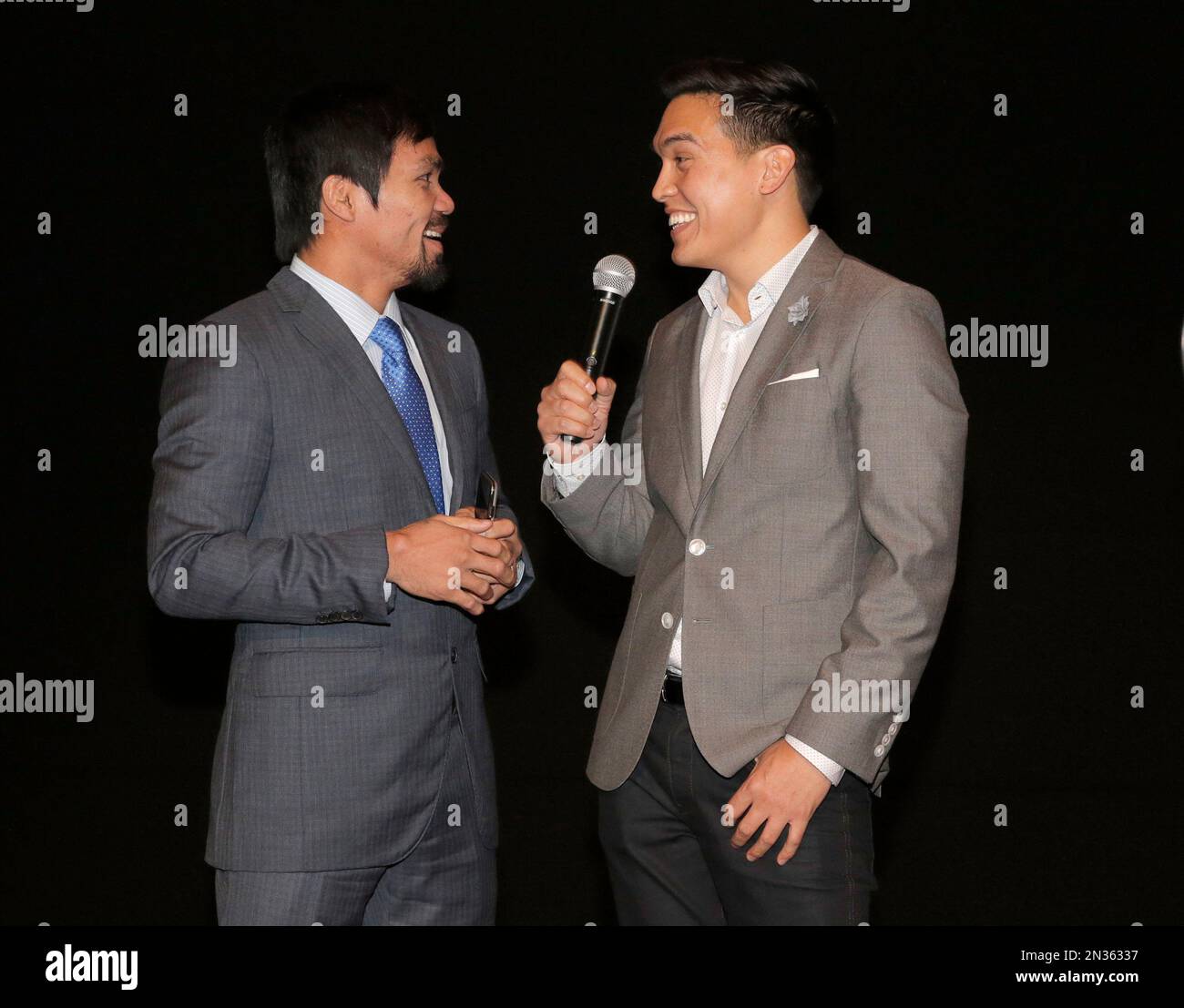 Manny Pacquiao and Director Ryan Moore attend the premiere of 'Manny ...