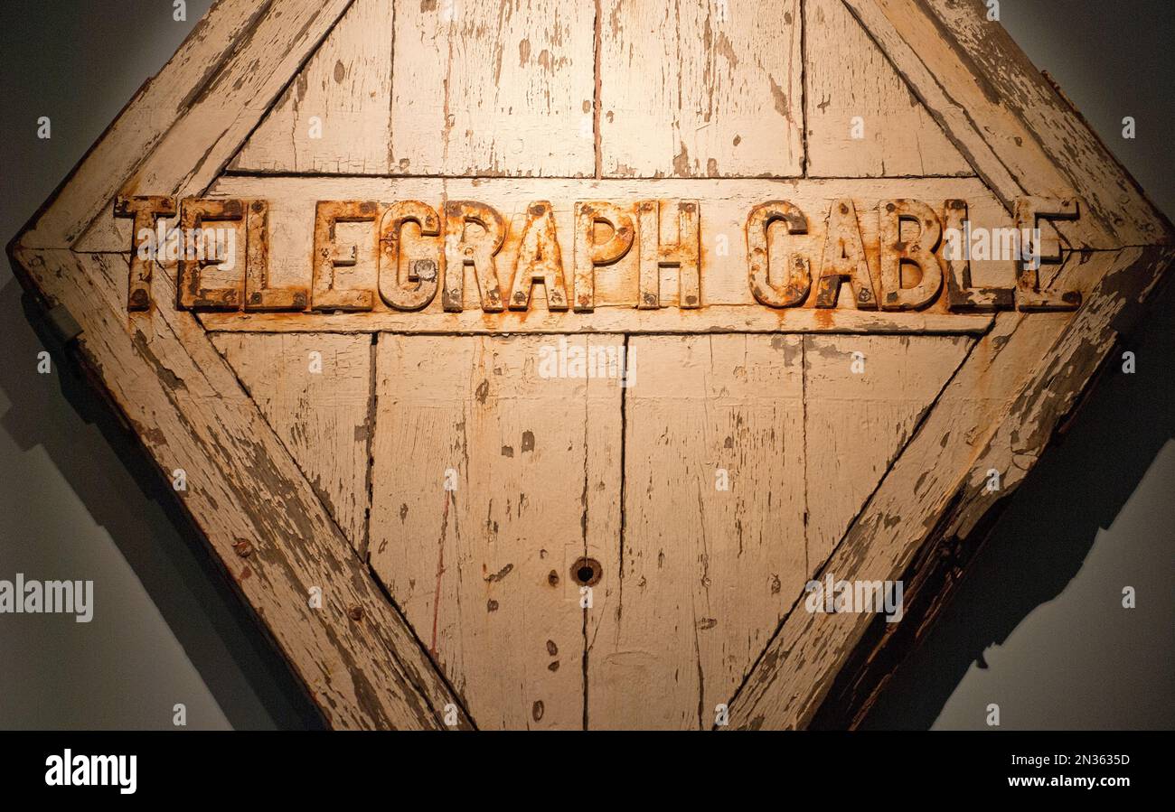 Diamond-shaped Telegraph Cable signage that would have marked where a ...