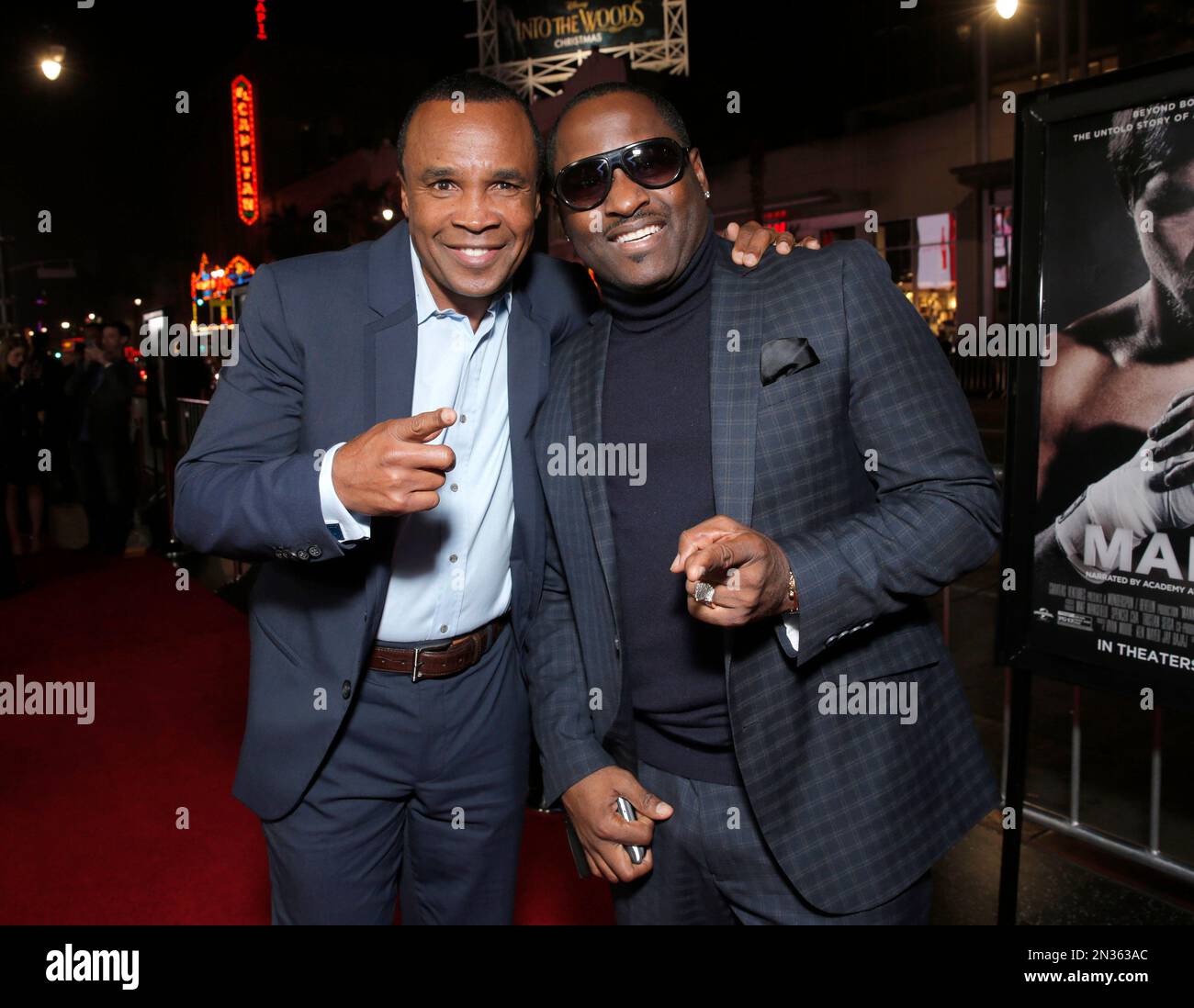 Sugar Ray Leonard and Johnny Gill attend the premiere of 'Manny' at TCL ...