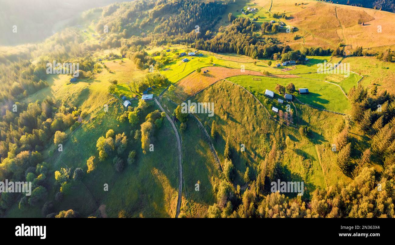 Beautiful summer scenery. Magnificent morning scene of Carpathian ...