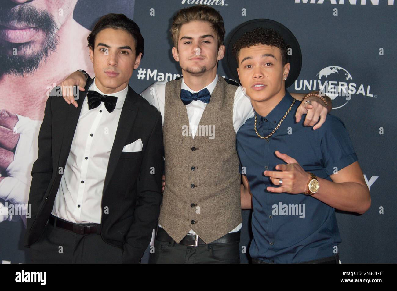 Gabe Morales, Dana Vaughns and Cole Pendery of music group IM5 attend ...