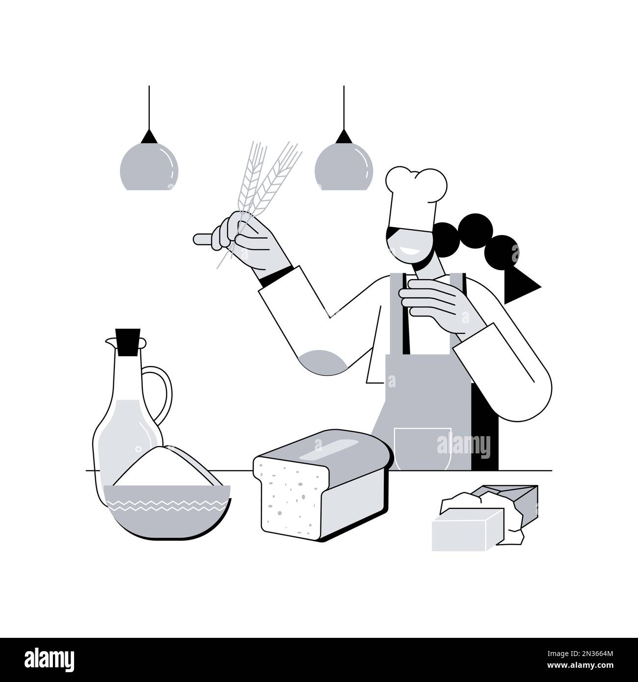Baking bread abstract concept vector illustration. Quarantine cooking ...