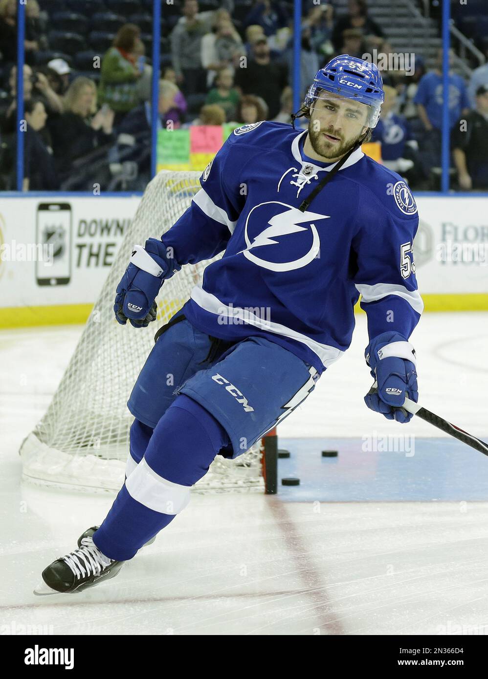 Tampa Bay Lightning defenseman Luke Witkowski (53) before an NHL hockey game against the ...