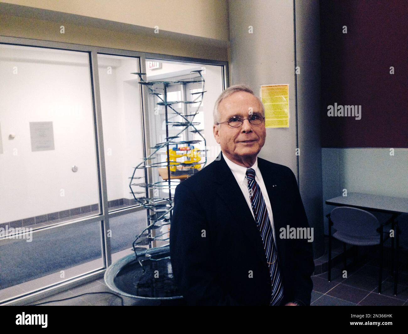 Rock County Circuit Judge James Daley speaks to reporters on the ...
