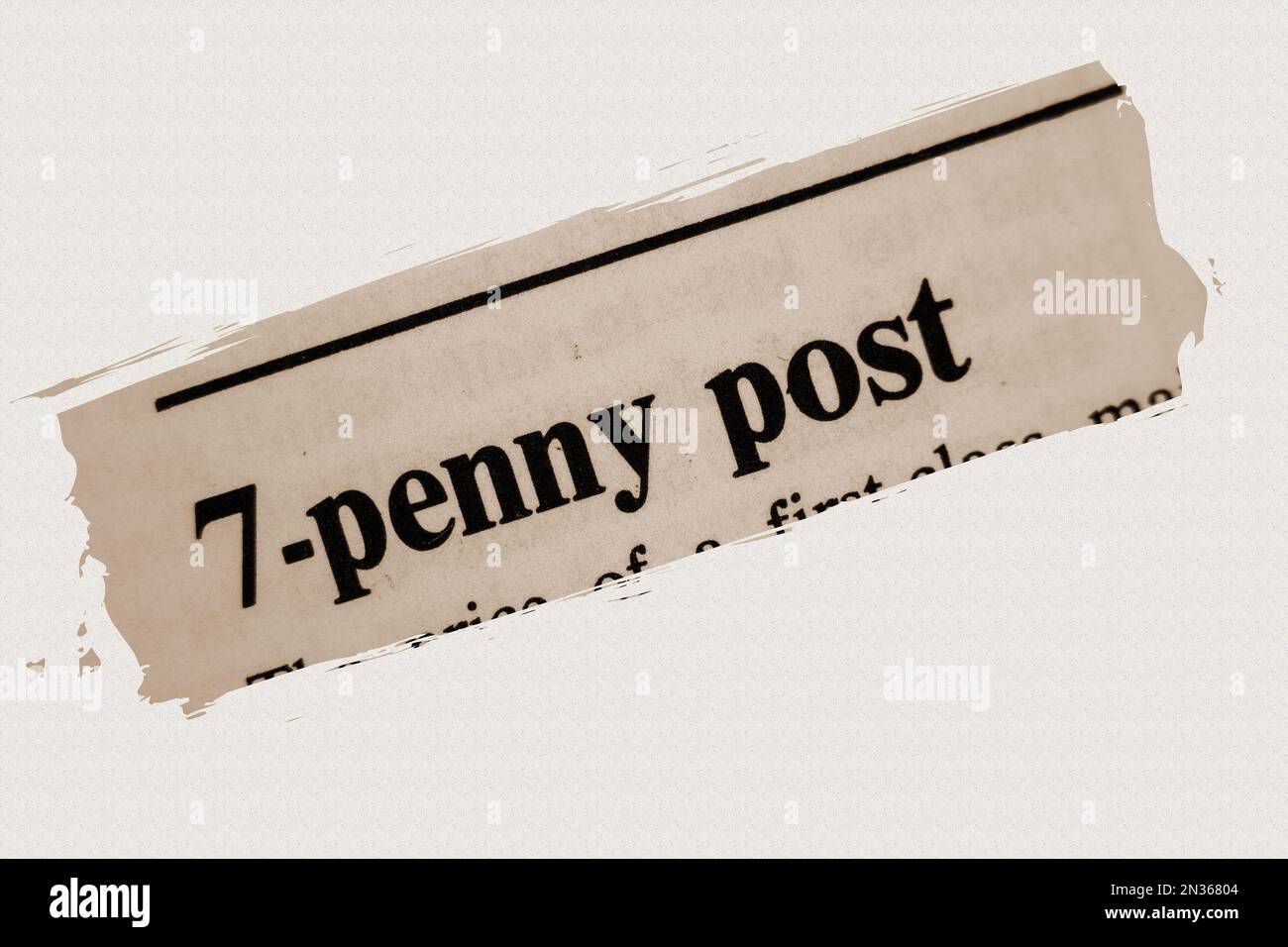 7-penny post - news story from 1975 newspaper headline article title in sepia Stock Photo - Alamy