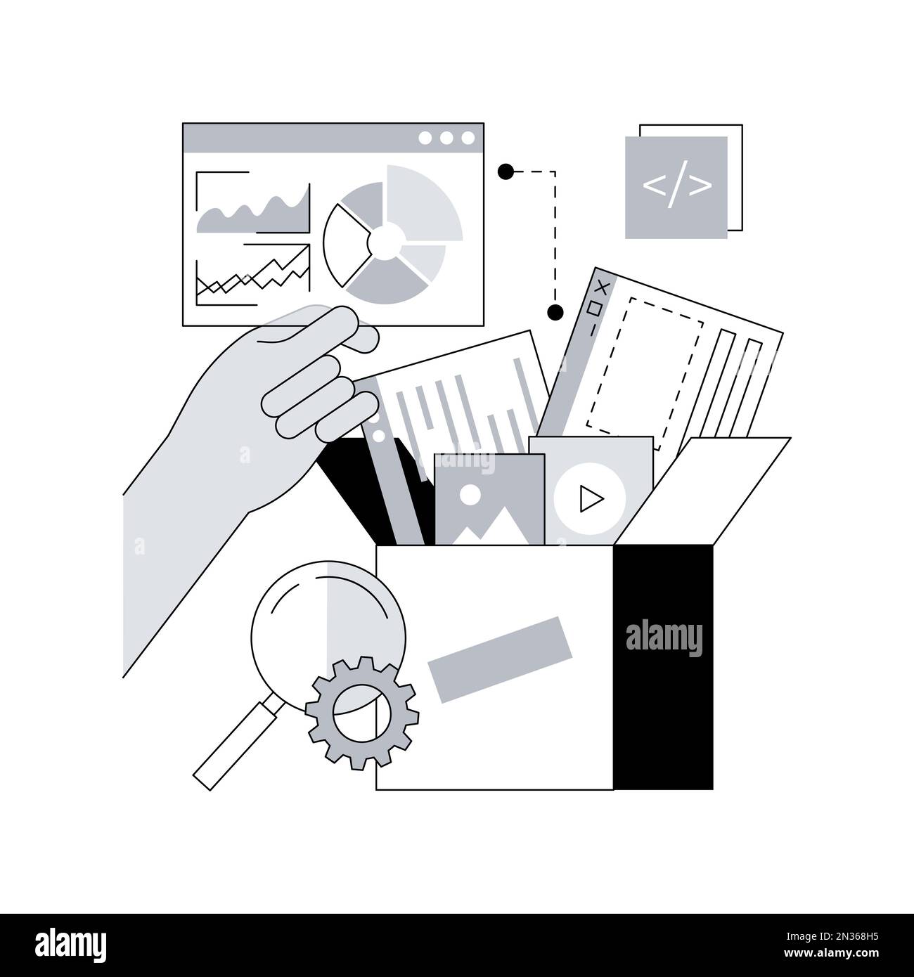 Packaged software abstract concept vector illustration. Multiple ...