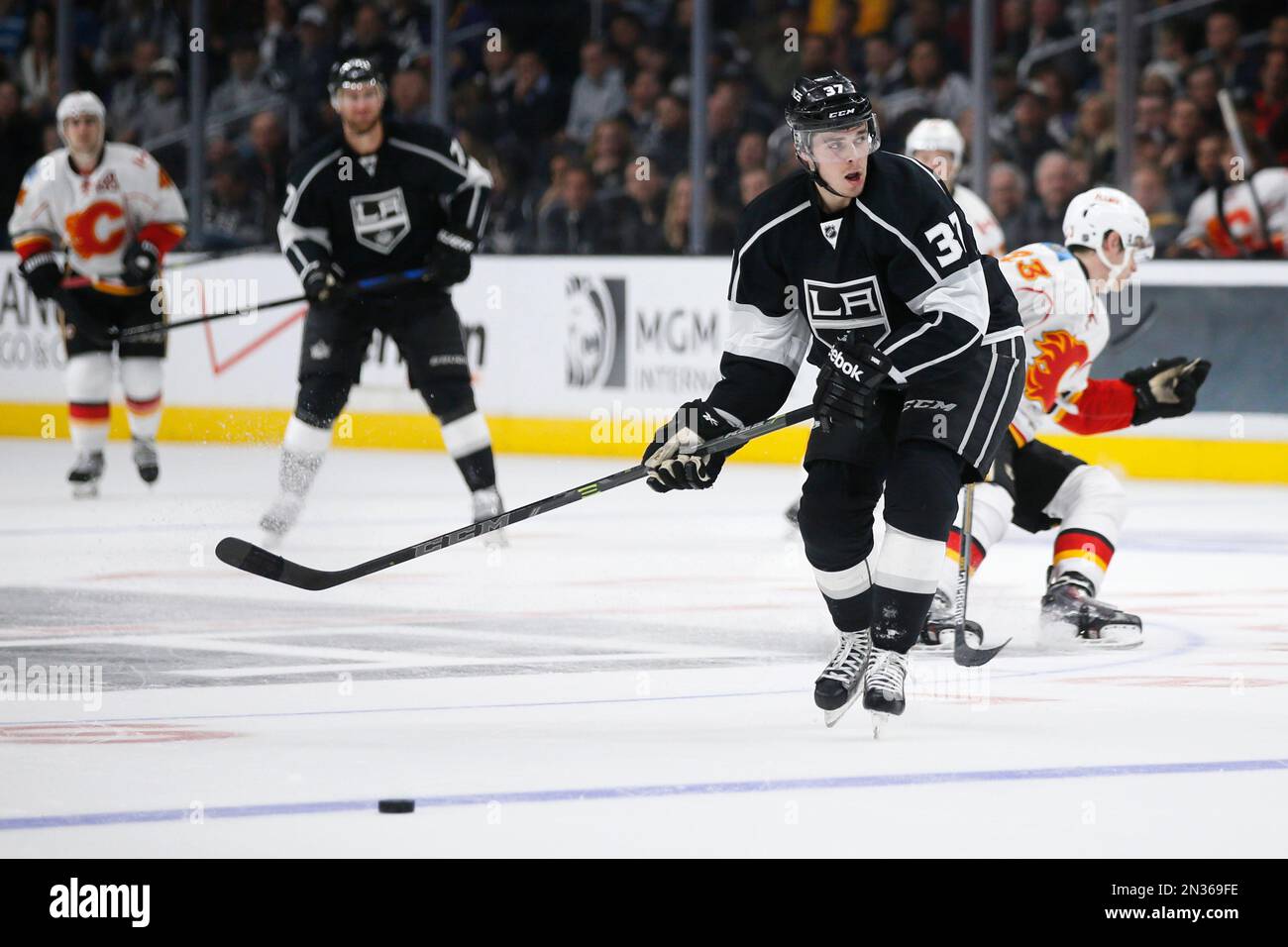 Los Angeles Kings center Nick Shore skates against the Calgary Flames ...