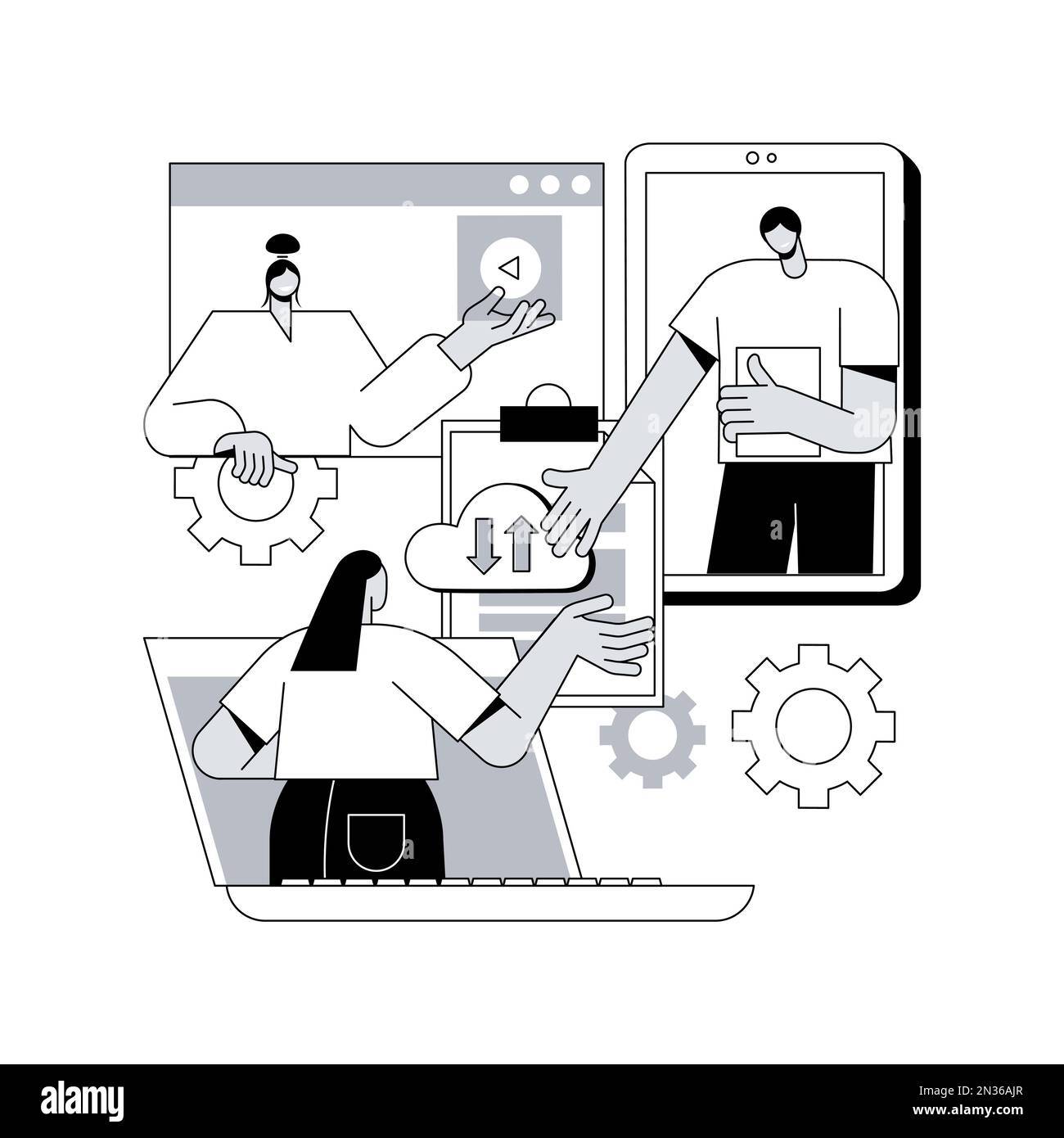 Shared document abstract concept vector illustration. Public folder ...