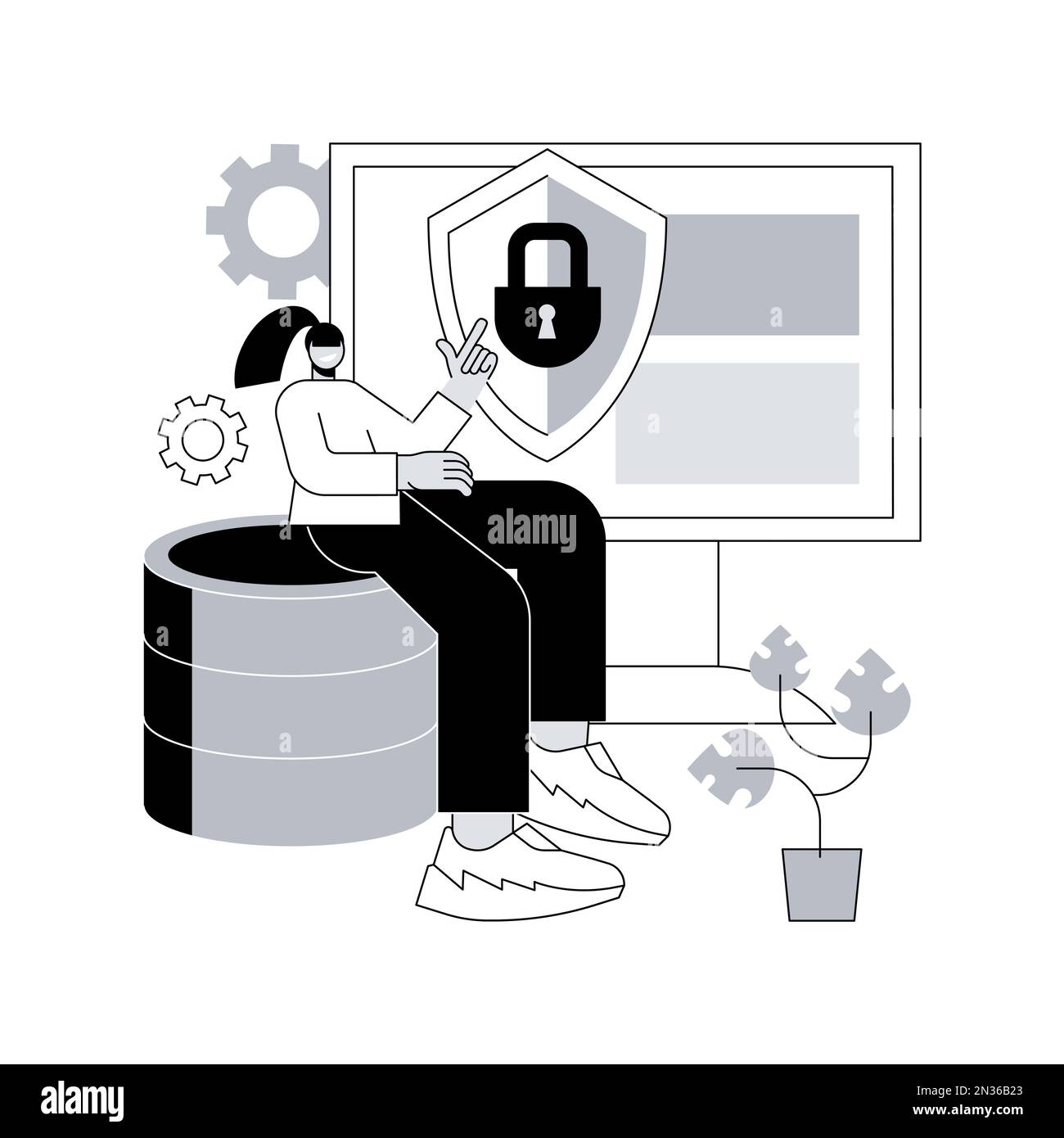 Cyber security abstract concept vector illustration. Protection of ...