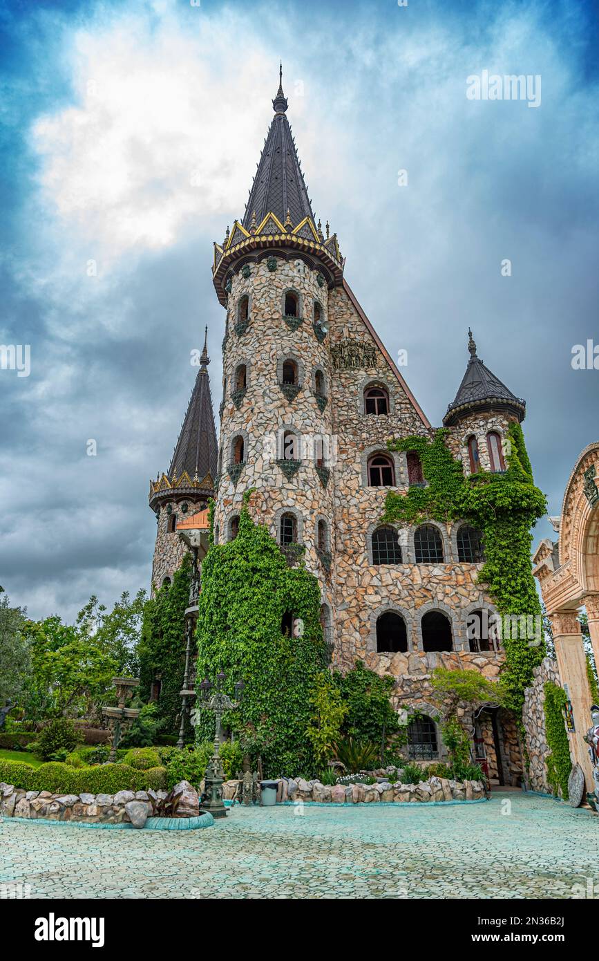 Castle towers in the village of Ravadinovo, Bulgaria. Medieval castle ...