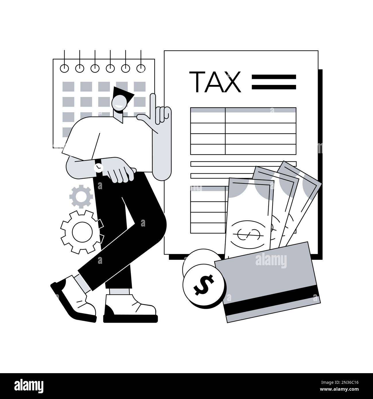 Tax year abstract concept vector illustration. Company tax calculation ...