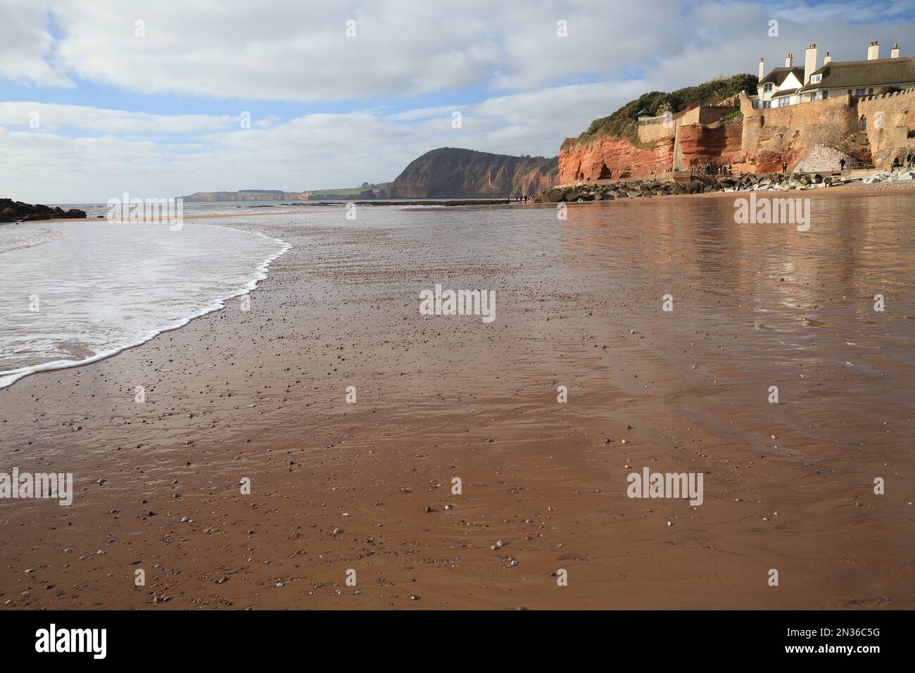 Early spring view from Sidmouth Beach towards Jacobs's Ladder beach ...