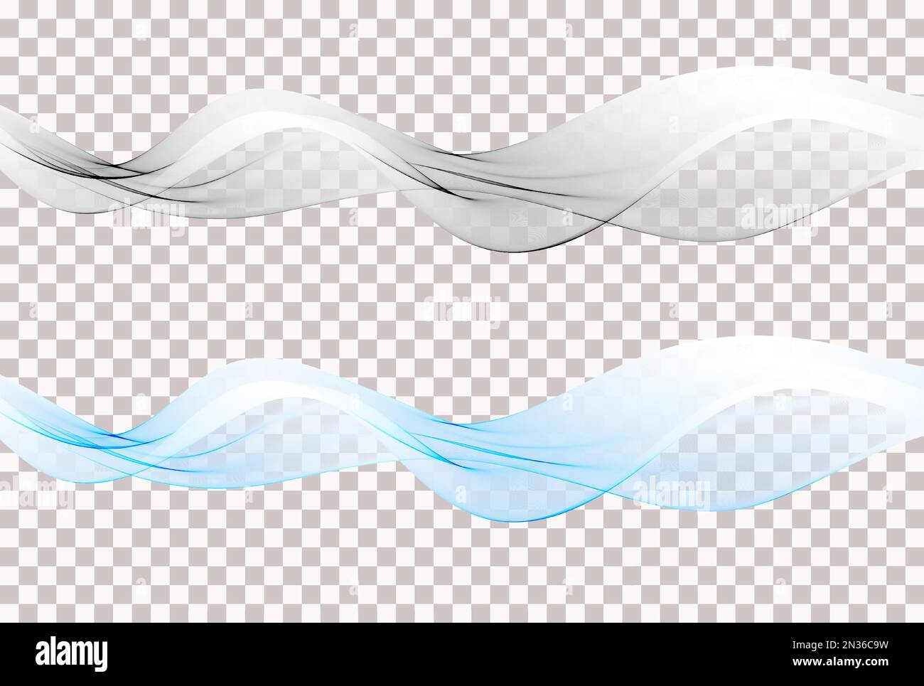 Abstract wave element on transparent background. Wavy elements set ...