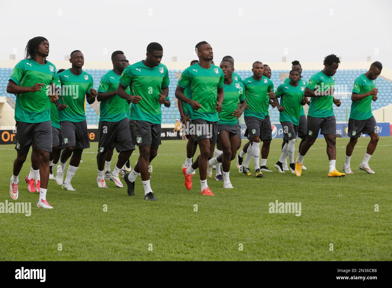 Ivory Coast soccer players train ahead of their Group D soccer match ...