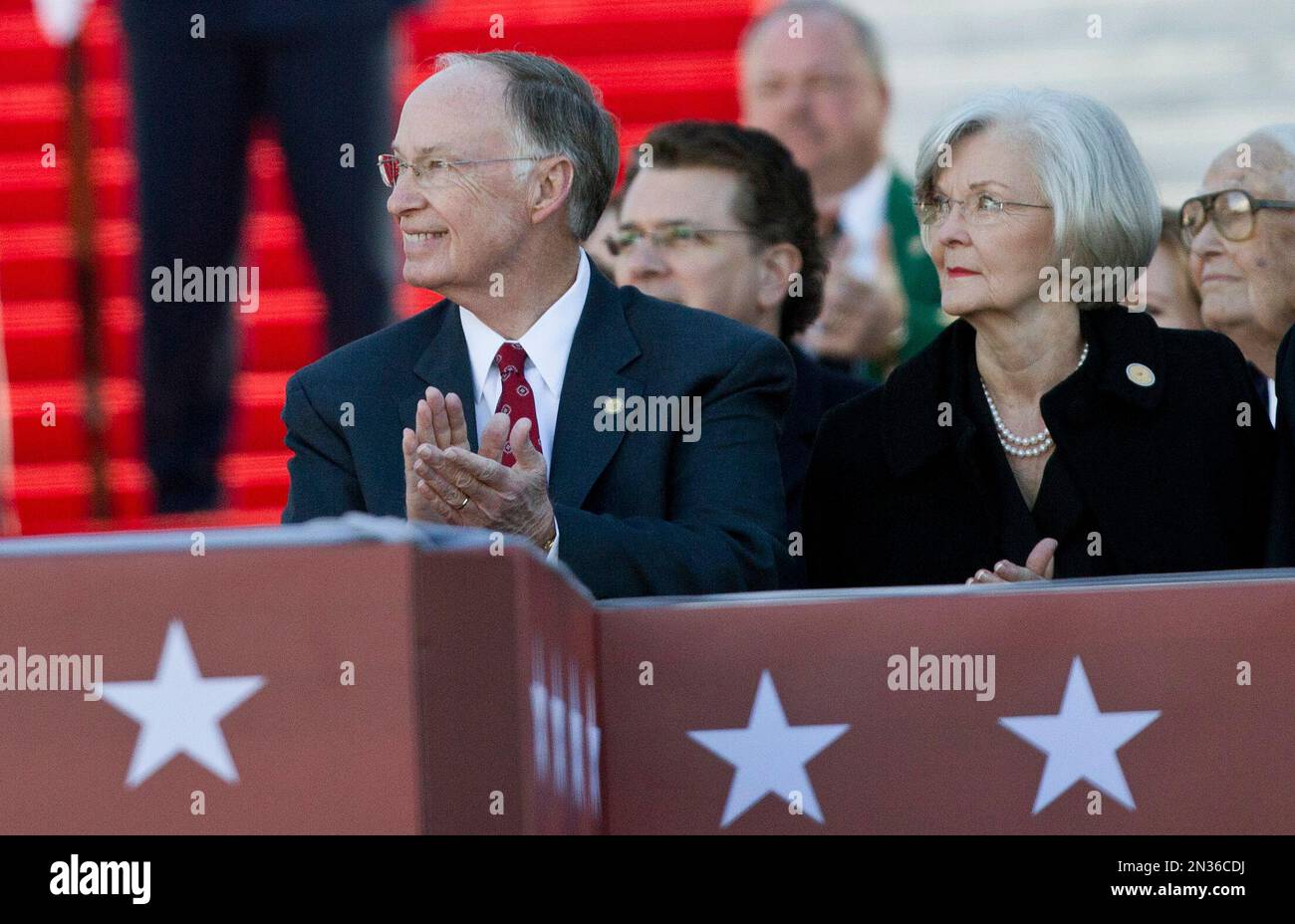 Alabama Gov. Robert Bentley, and his wife Dianne Bentley applaud during ...