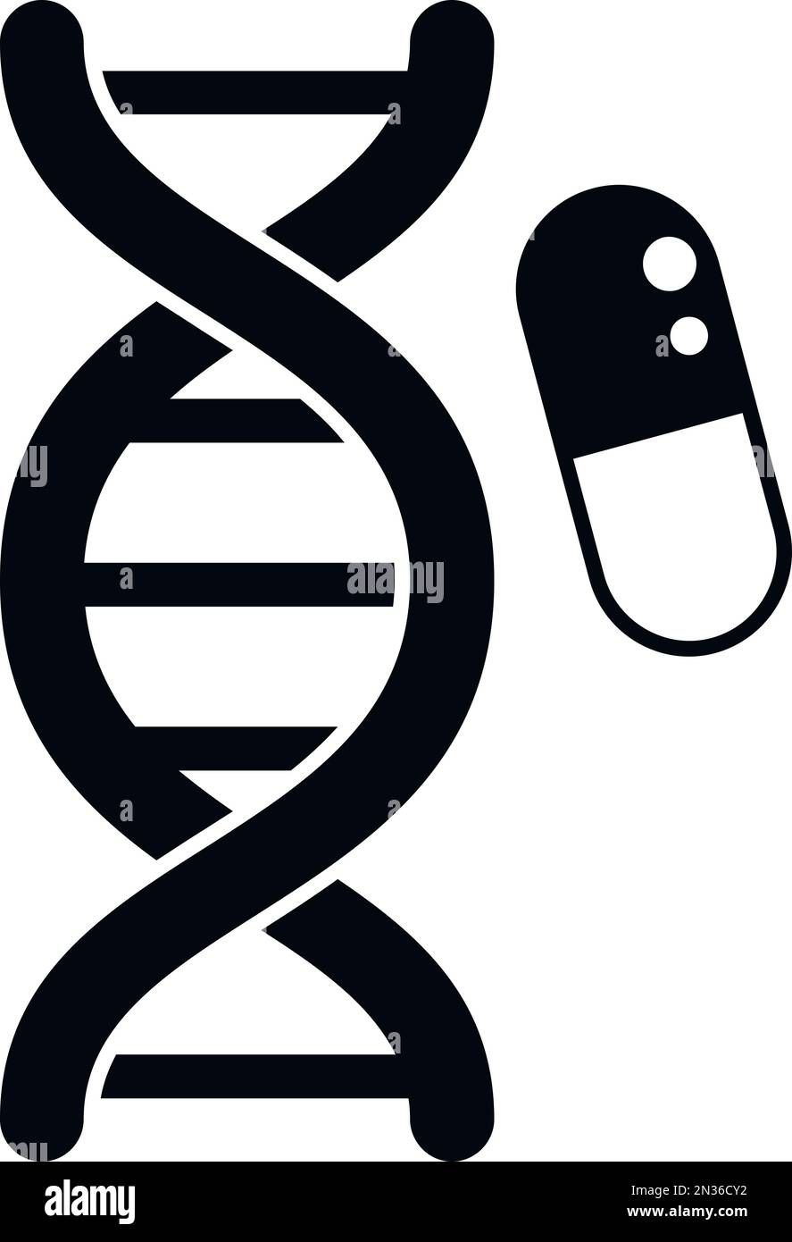 Antibiotic dna resistance icon simple vector. Bacteria drug. Pill ...