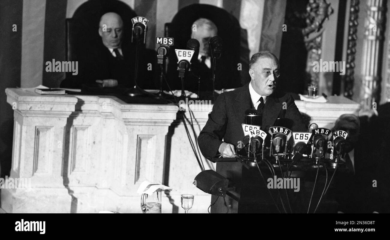 FILE - In this Jan. 6, 1941 file photo President Franklin D. Roosevelt ...