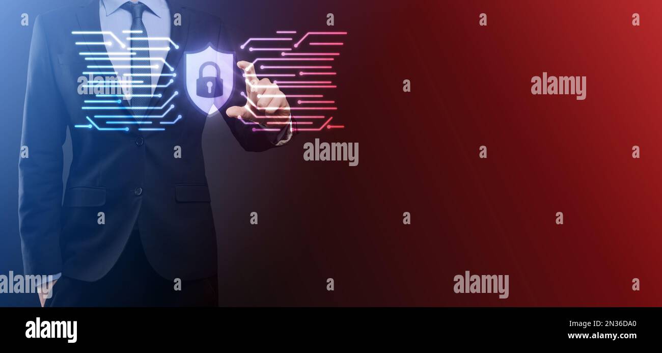 Cyber security network. Padlock icon and internet technology networking ...