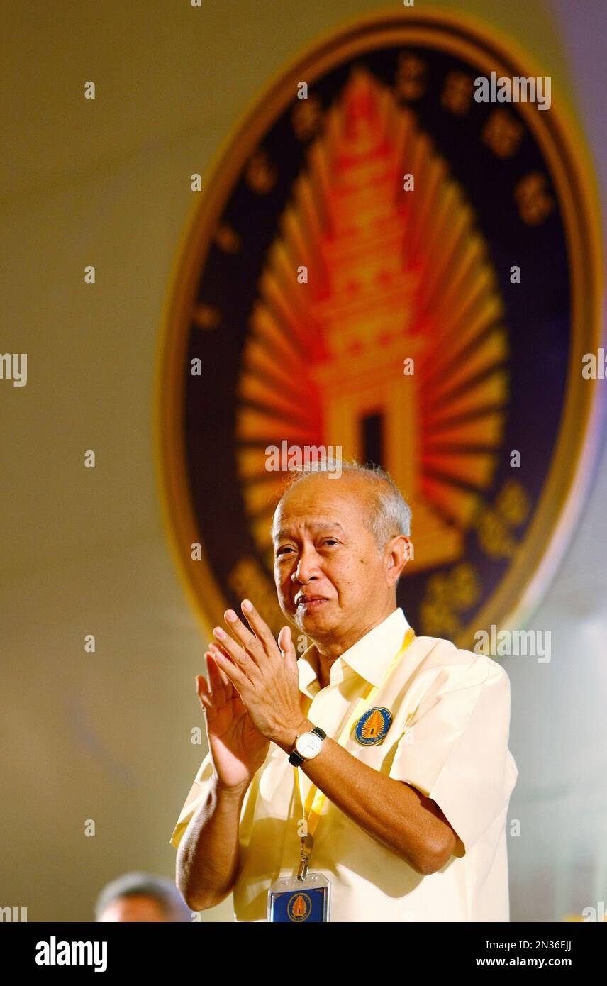 Cambodia's Prince Norodom Ranariddh applauds in front of his political ...