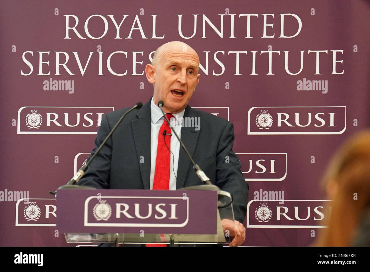 Labour shadow defence secretary John Healey speaks at the Institute of ...