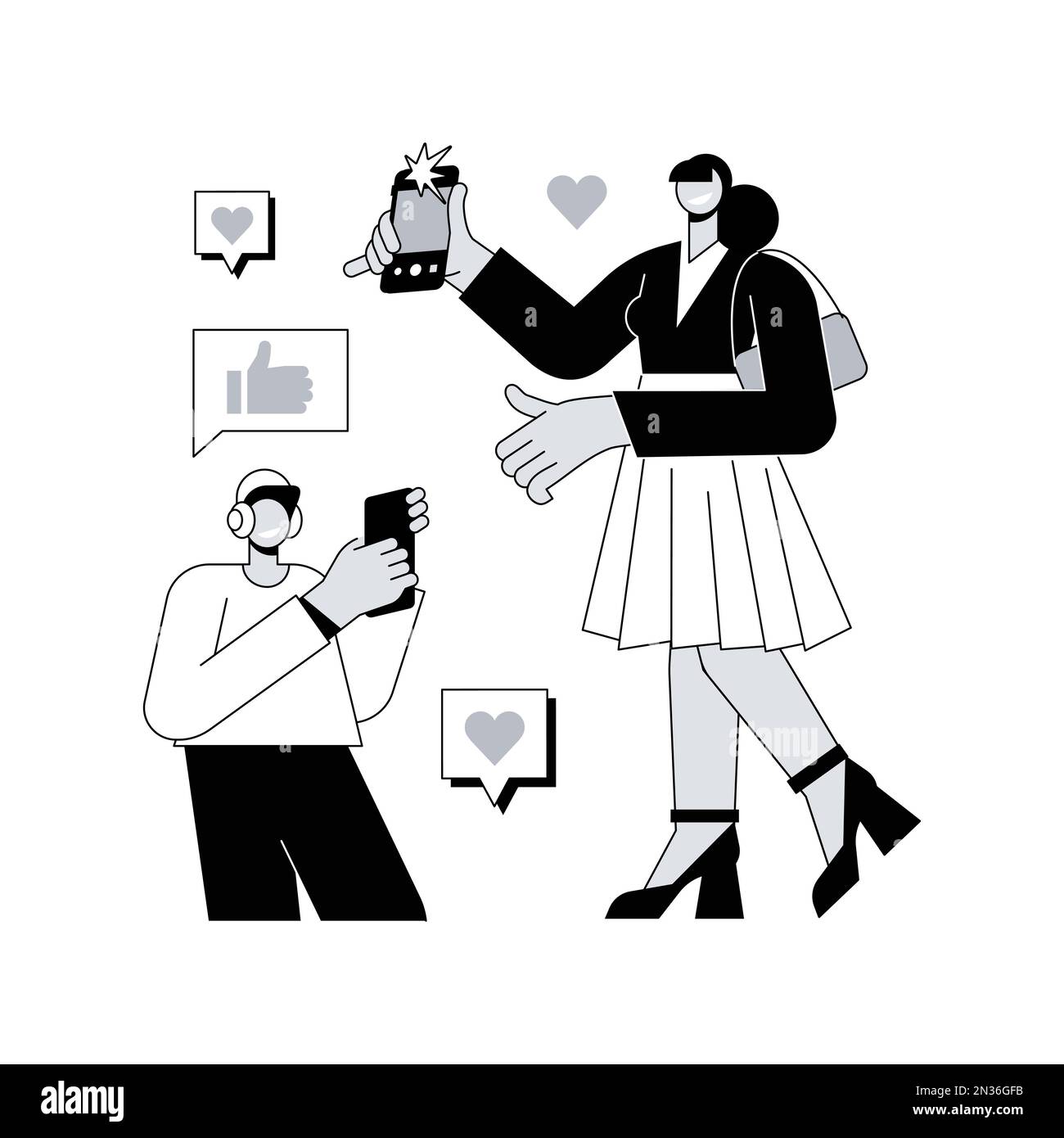 Likes addiction abstract concept vector illustration. Addicted to likes ...