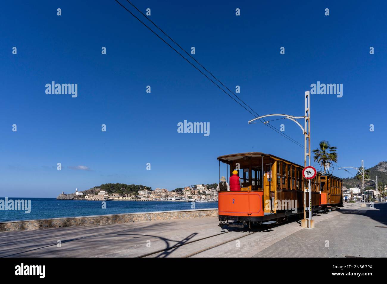 trolley car, Port of Soller, Majorca, Balearic Islands, Spain Stock ...