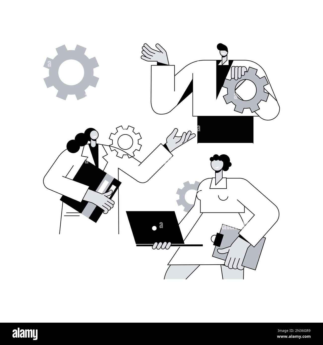 Dedicated team abstract concept vector illustration. Remote programming ...