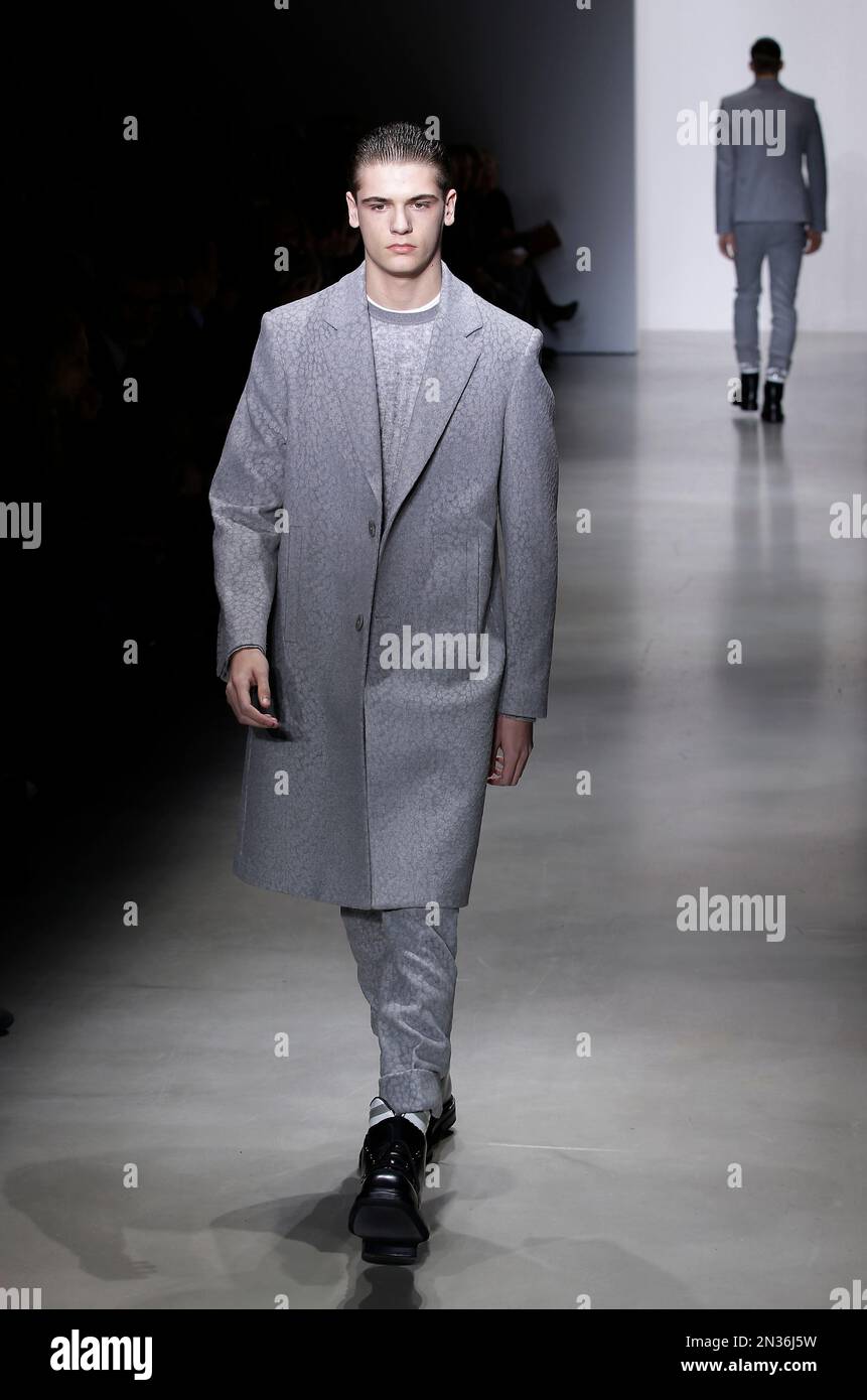 A model wears a creation for Calvin Klein men's Fall-Winter 2015 - 2016 ...