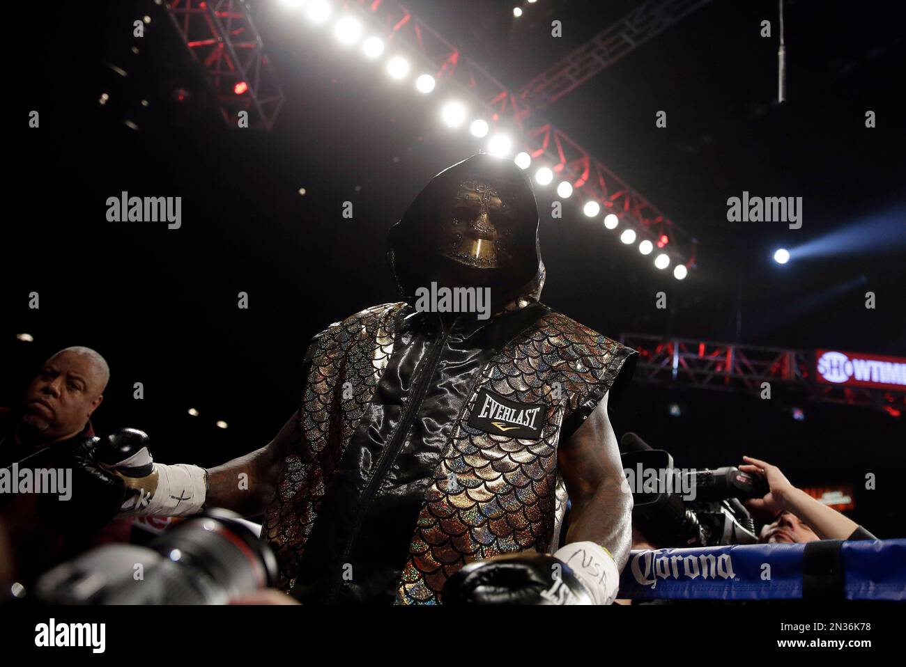 Deontay Wilder enters the ring before a WBC heavyweight championship ...
