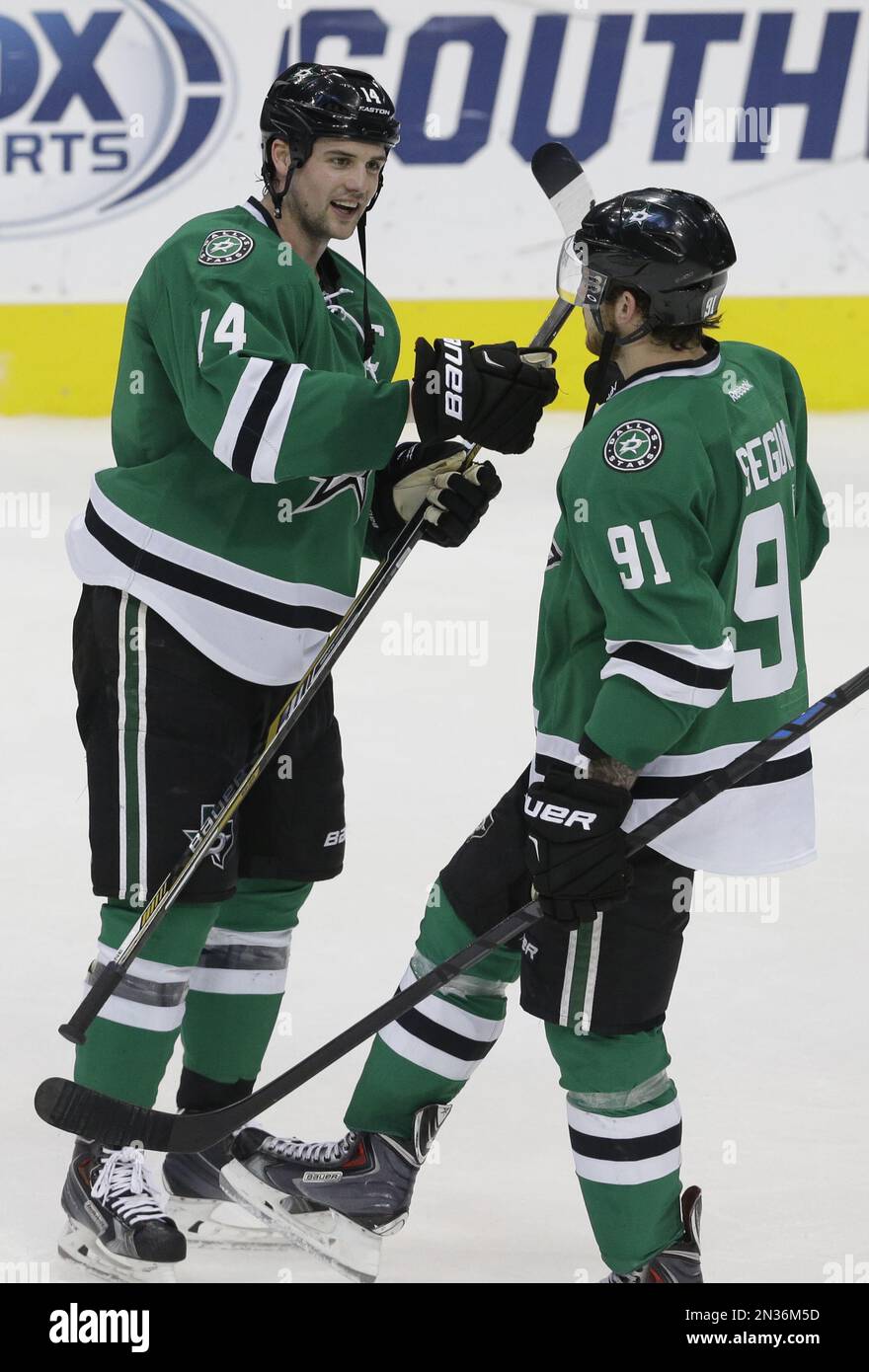 Dallas Stars left wing Jamie Benn (14) and center Tyler Seguin (91 ...
