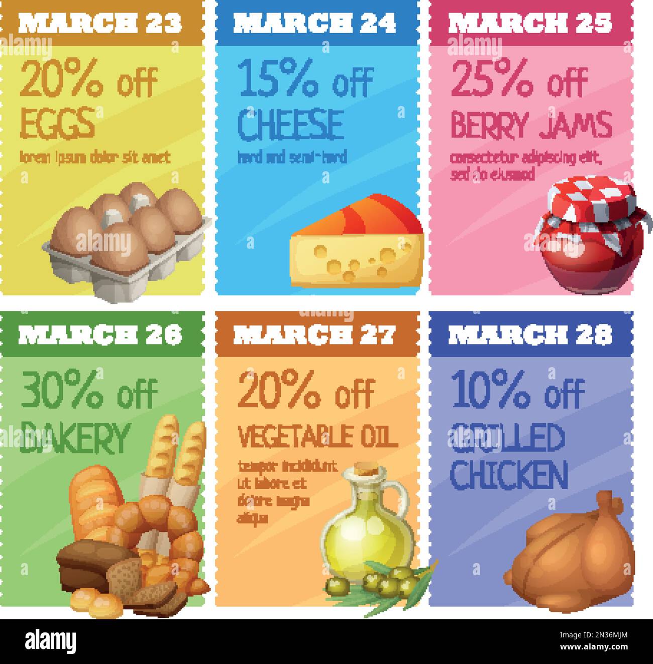 Grocery banners set vector design. Concept of advertising flyer with ...