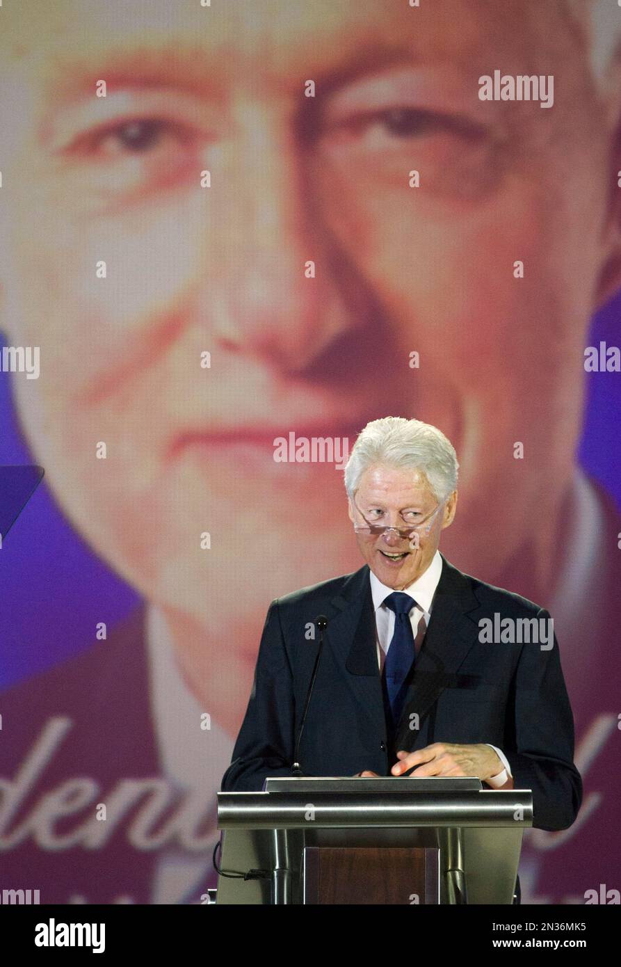 Bill Clinton speaks after receiving the Salute to Greatness Award ...