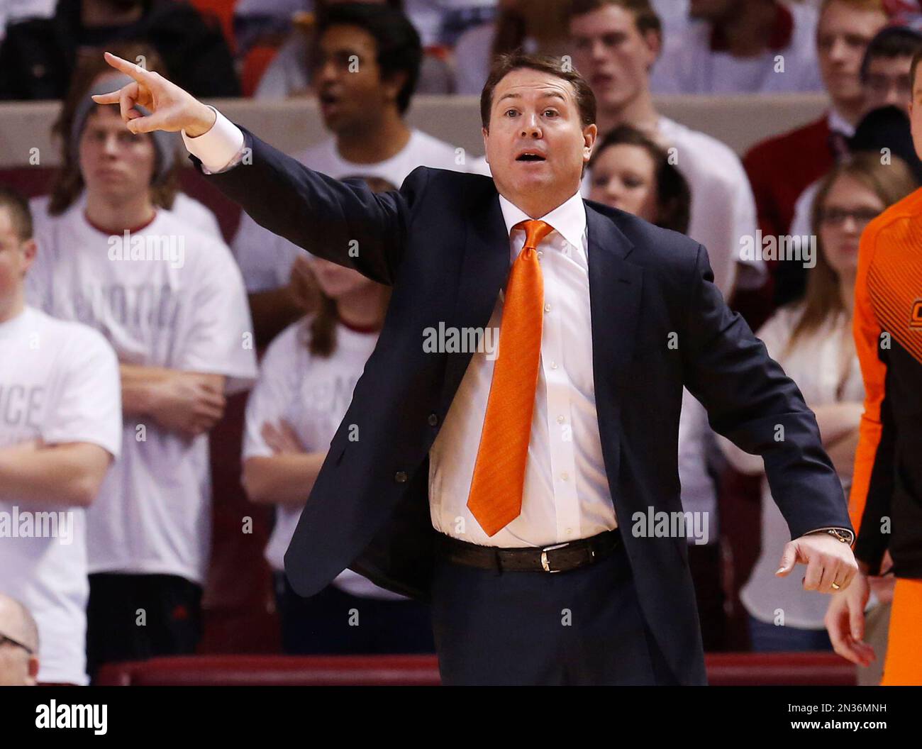 Oklahoma State coach Travis Ford shouts to his team during the second ...
