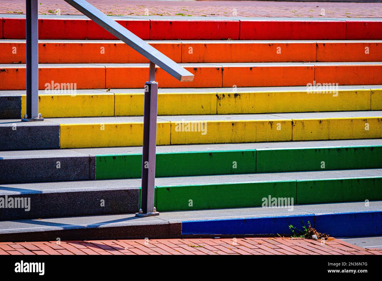 Colorful concrete stairs painted in colors of rainbow Stock Photo - Alamy