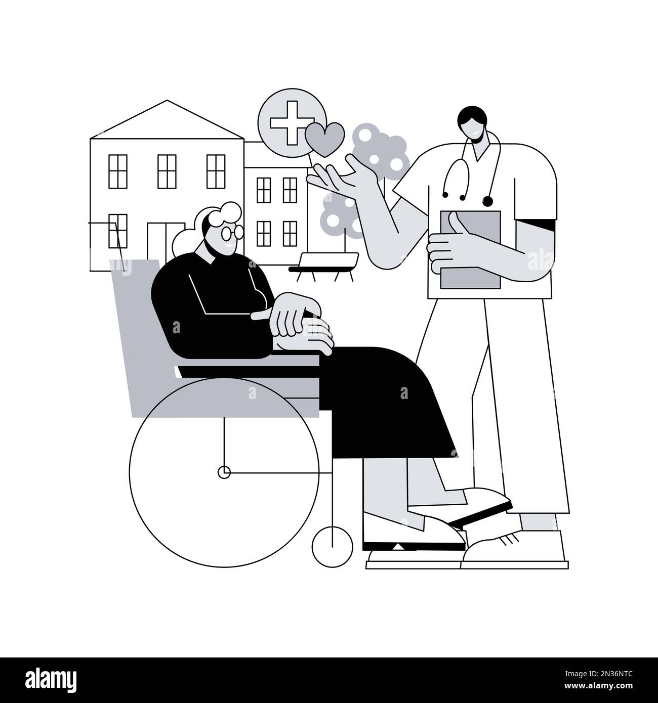 Wheelchair lonely old Stock Vector Images - Alamy