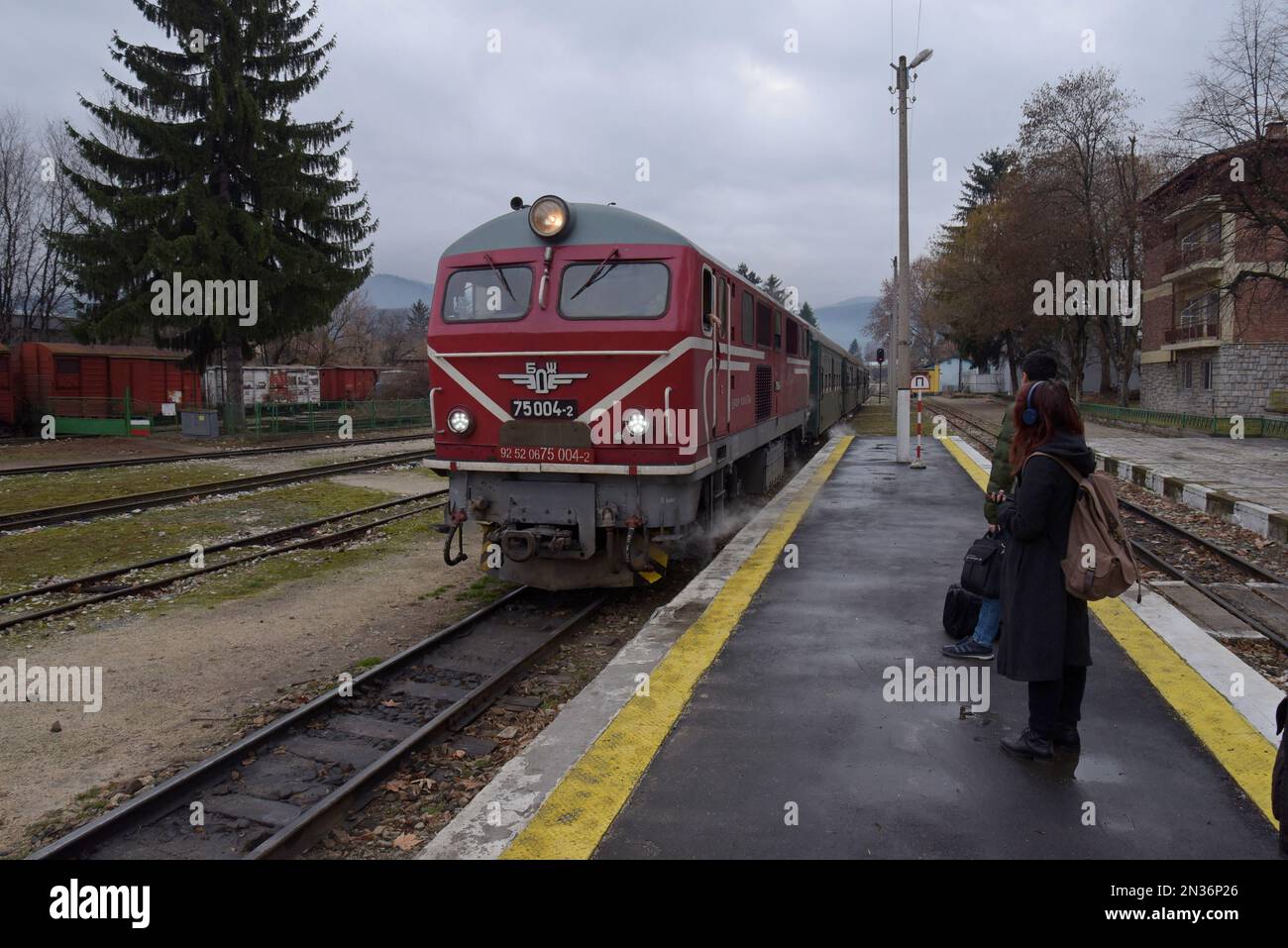 1960's built Henschel Class 75 diesel loco hauling a train arriving at ...