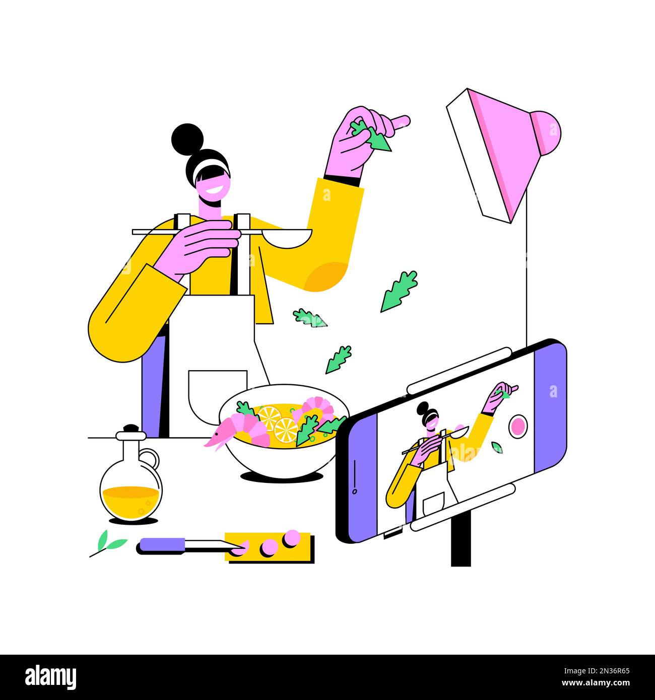 Growing audience isolated cartoon vector illustrations. Food blogger ...