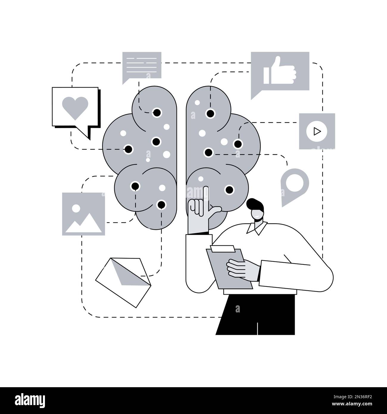 AI in social media abstract concept vector illustration. Social media ...